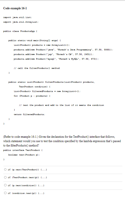 Solved Code example 16-1(Refer to code example 16-1.) ﻿Given | Chegg.com