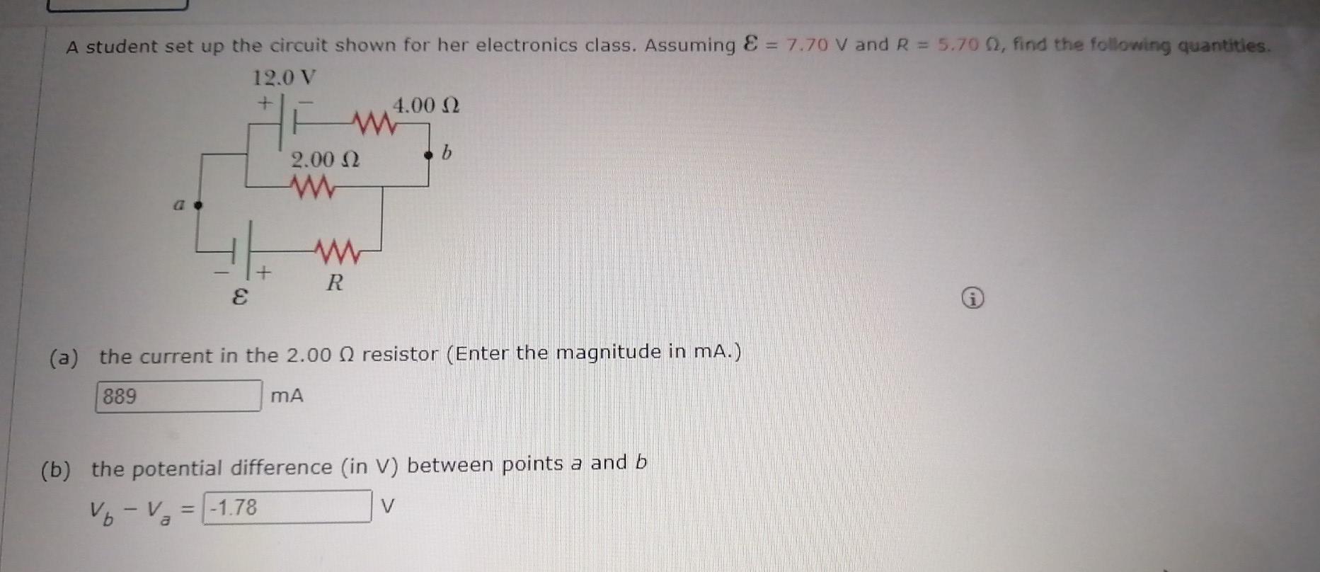Solved A student set up the circuit shown for her | Chegg.com