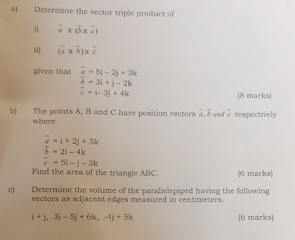 Solved a) ﻿Determine the vector triple product | Chegg.com