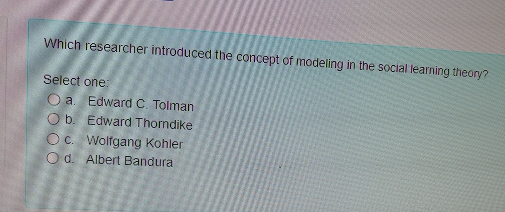 Solved Which researcher introduced the concept of modeling | Chegg.com