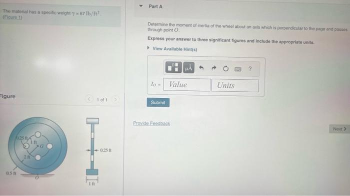 Solved The material has a specilt weight γ=67lb/ft2 | Chegg.com