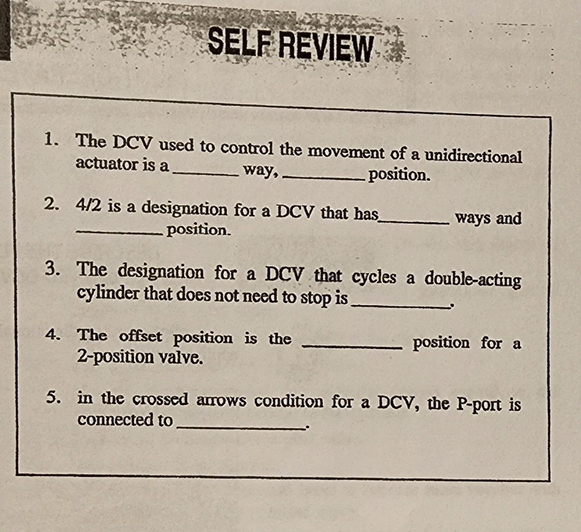 Solved The DCV used to control the movement of a | Chegg.com