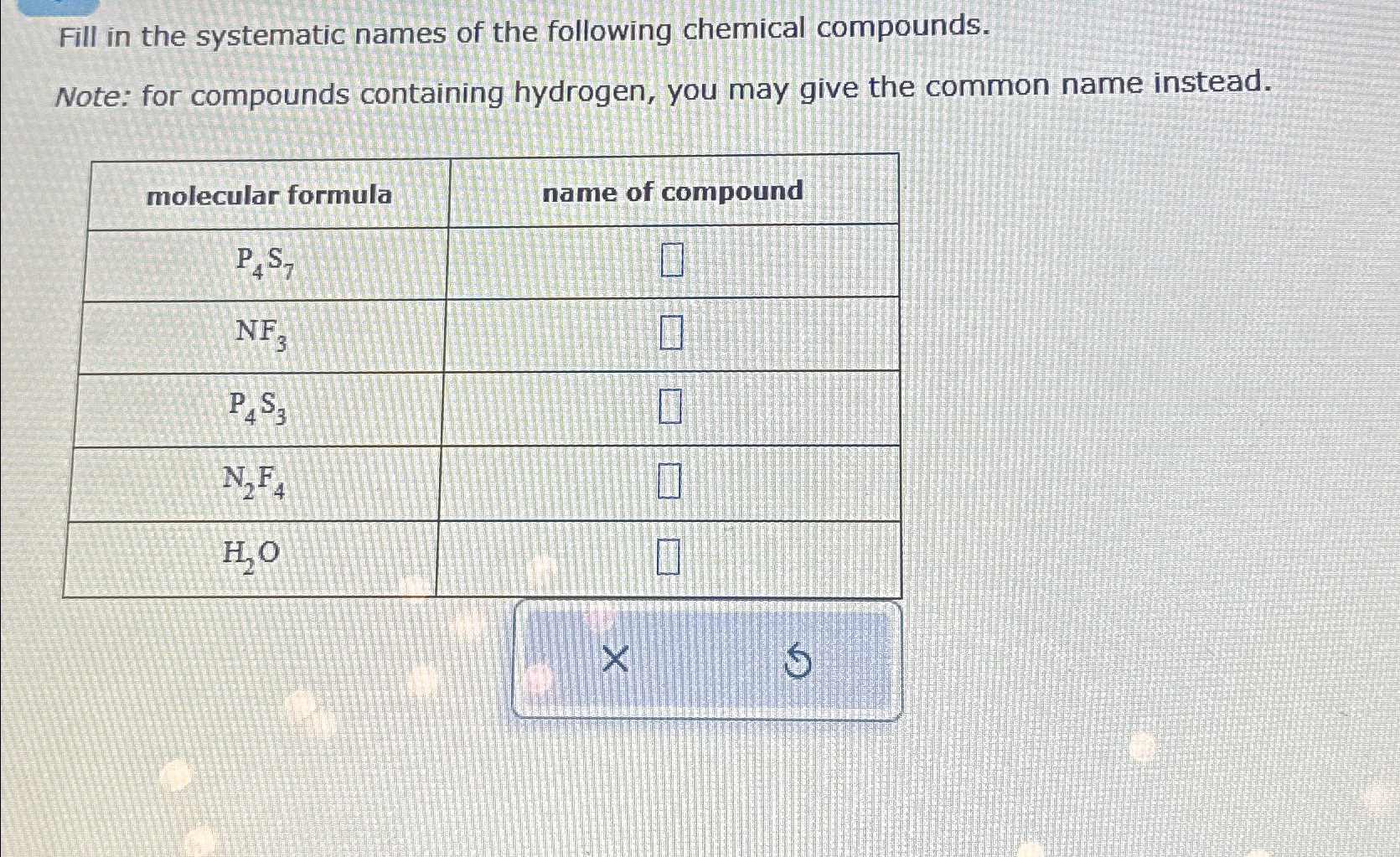 Solved Fill in the systematic names of the following | Chegg.com