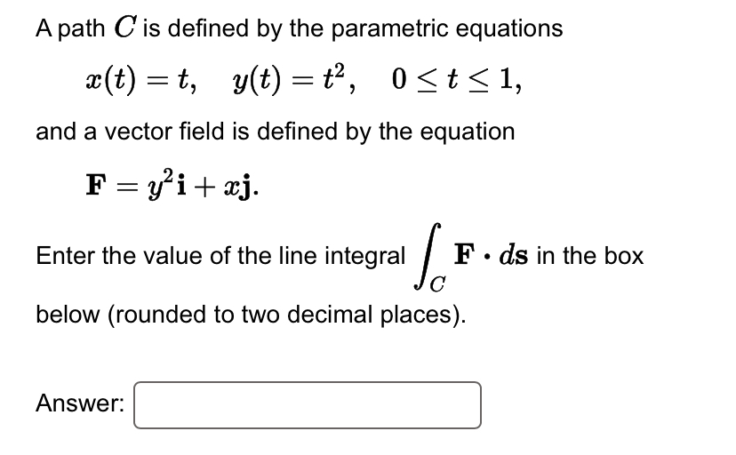 Solved A path C ﻿is defined by the parametric | Chegg.com