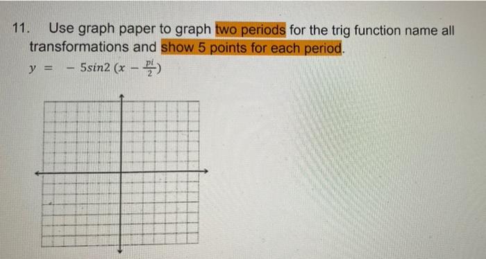 Solved 11. Use graph paper to graph two periods for the trig | Chegg.com