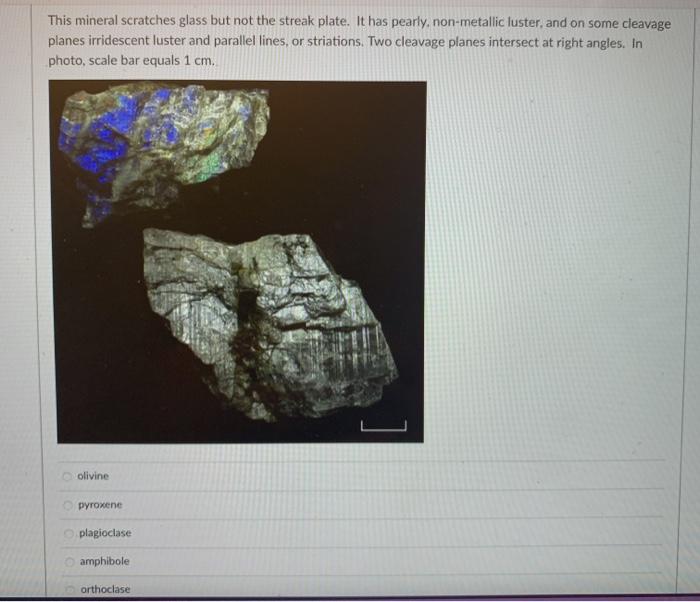 Solved This mineral has no streak, no smell, conchoidal | Chegg.com