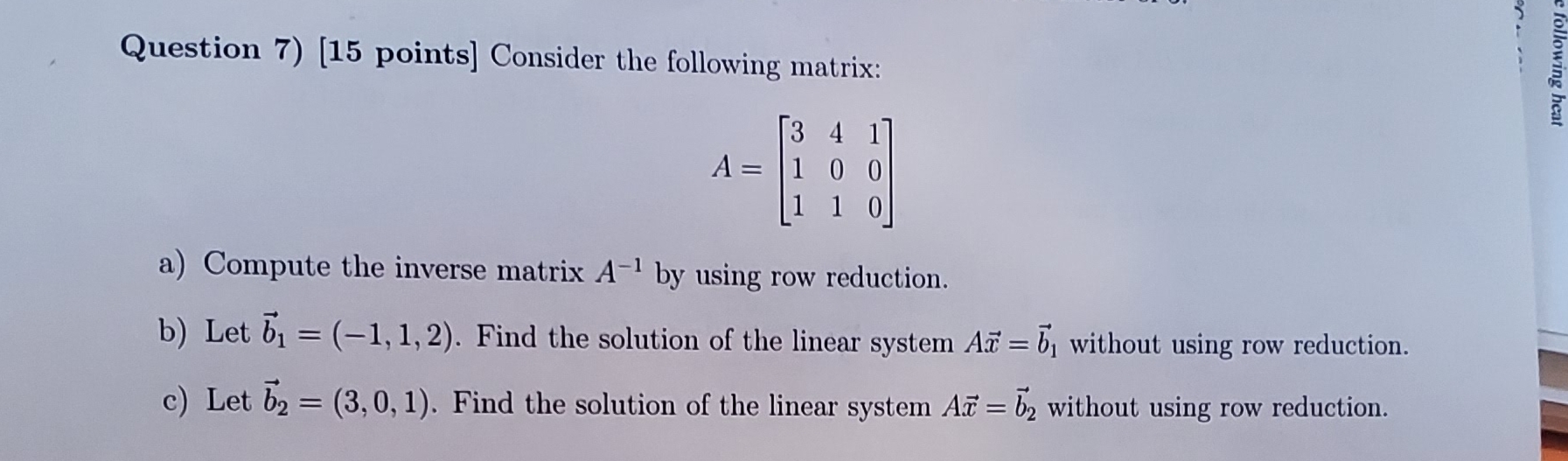 Solved Question 7) [15 ﻿points] ﻿Consider the following | Chegg.com