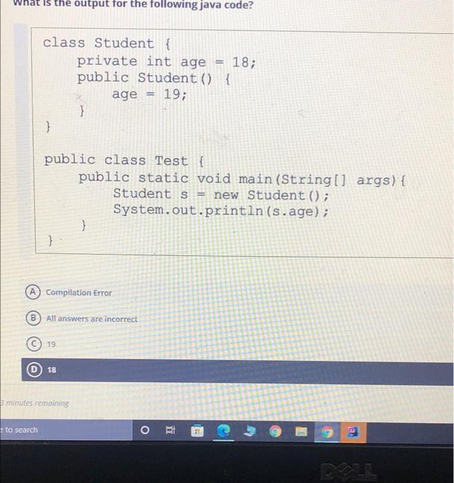 Solved Is the output for the following java code? class | Chegg.com