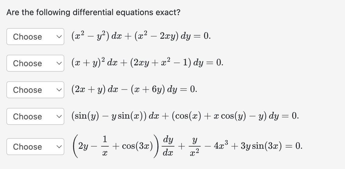 Solved Are the following differential equations | Chegg.com