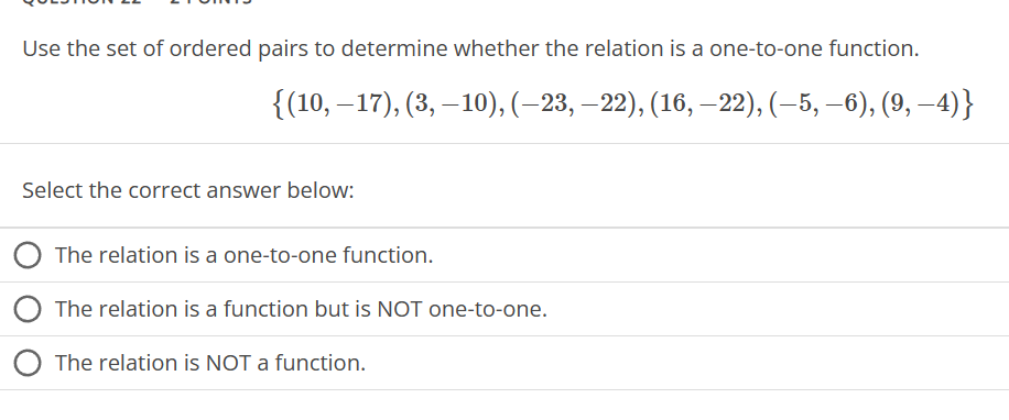 Solved Use the set of ordered pairs to determine whether the | Chegg.com