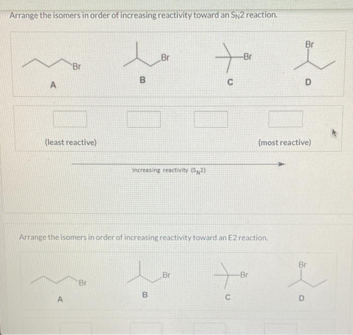 Solved Arrange the isomers in order of increasing reactivity | Chegg.com