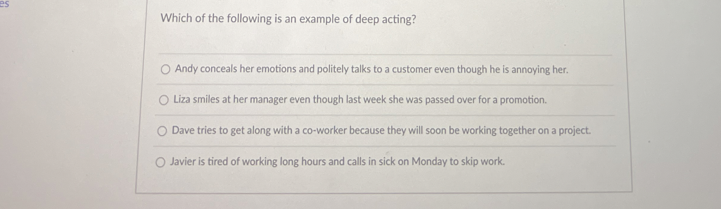 Which of the following is an example of deep | Chegg.com