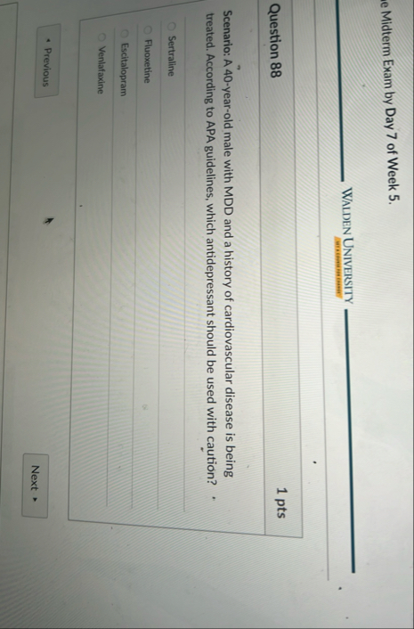 Solved e Midterm Exam by Day 7 ﻿of Week 5.Walden | Chegg.com