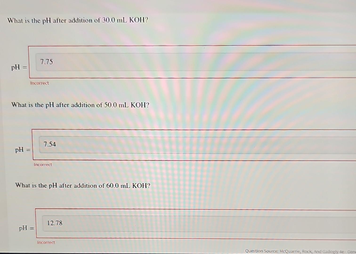 Solved Calculate the pH for each case in the titration of | Chegg.com