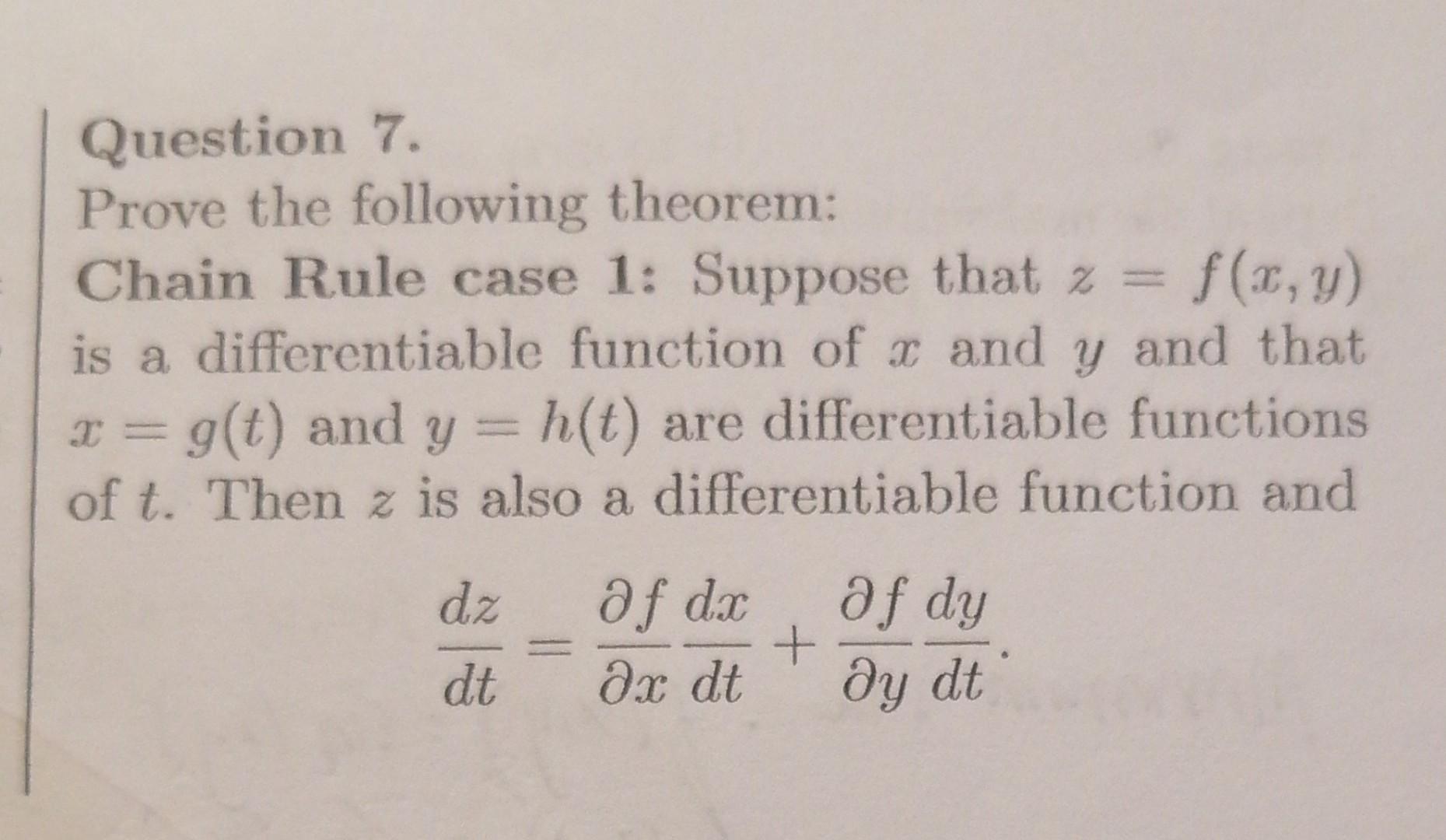 Solved Question 7. Prove the following theorem: X Chain Rule | Chegg.com