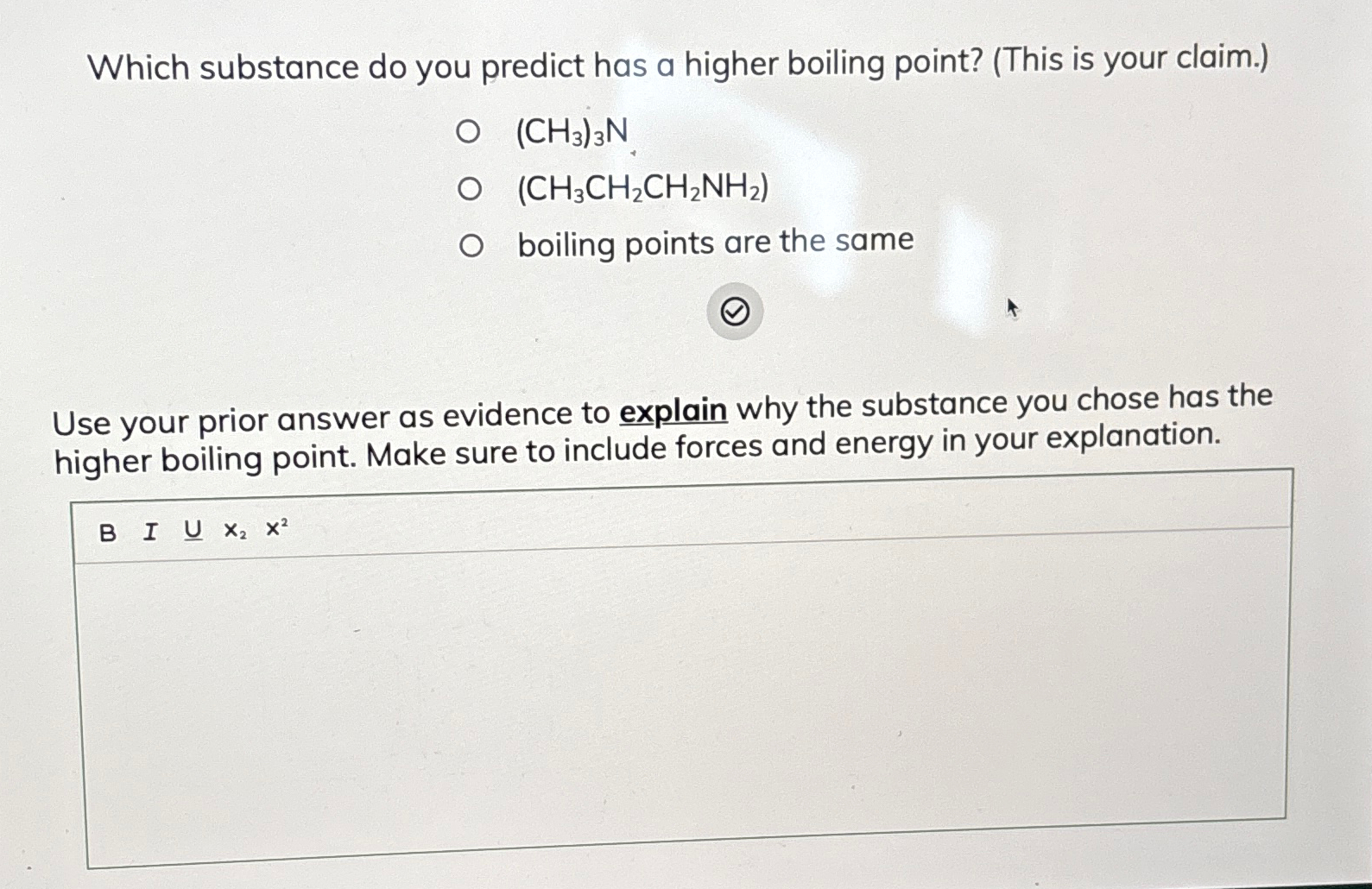 Solved Which substance do you predict has a higher boiling | Chegg.com