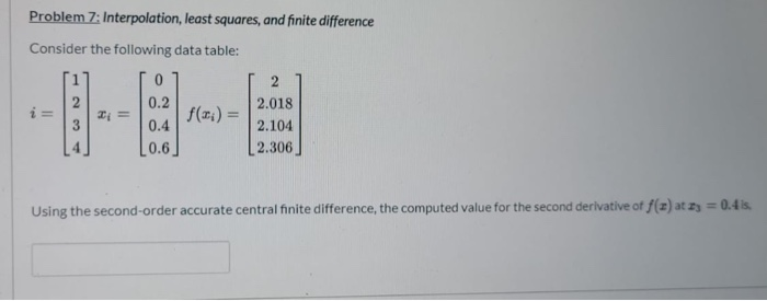 Solved Problem 7: Interpolation, least squares, and finite | Chegg.com