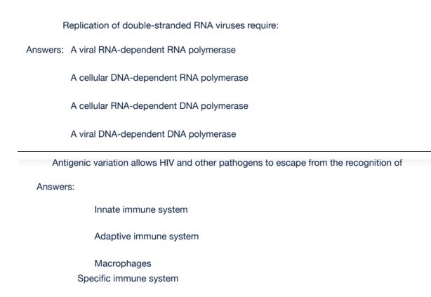 Solved Replication of double-stranded RNA viruses require: | Chegg.com