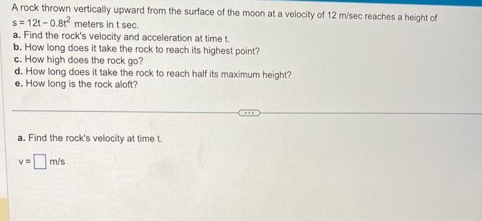 Solved A rock thrown vertically upward from the surface of | Chegg.com