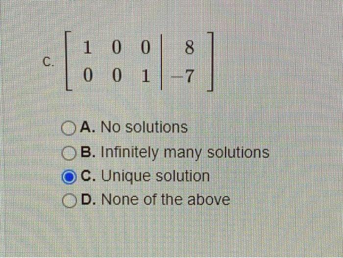 Solved the reduce row echelon forms of the augmented | Chegg.com