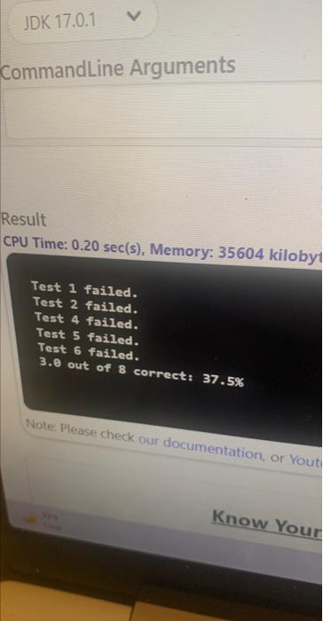 CommandLine Arguments Result CPU Time: 0.20sec(s), | Chegg.com