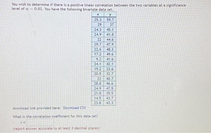 Solved You wish to determine if there is a positive linear | Chegg.com
