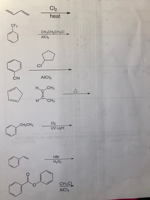 Solved Cl2 heat CH3CH2CH2CI AICI: AICI: HCH3 HCH3 Cl2 CH2CH3 | Chegg.com