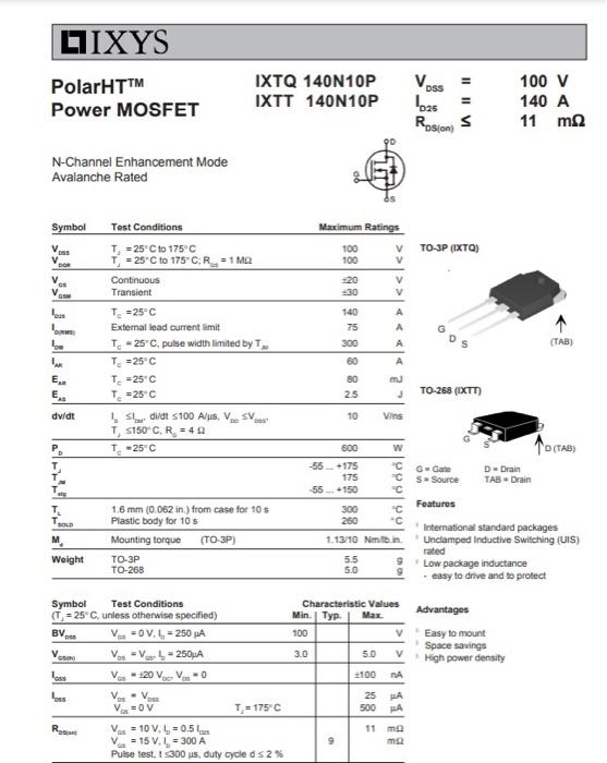 Solved For the MOSFET (data sheet shown below), what is the | Chegg.com