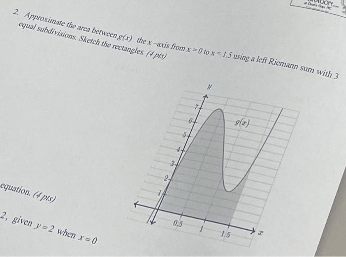 Solved JOY Dee 2. Approximate the area between g(x) the x | Chegg.com