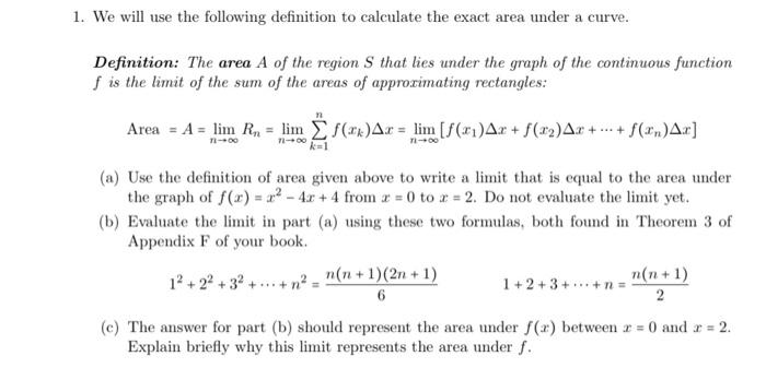 Solved We will use the following definition to calculate the | Chegg.com