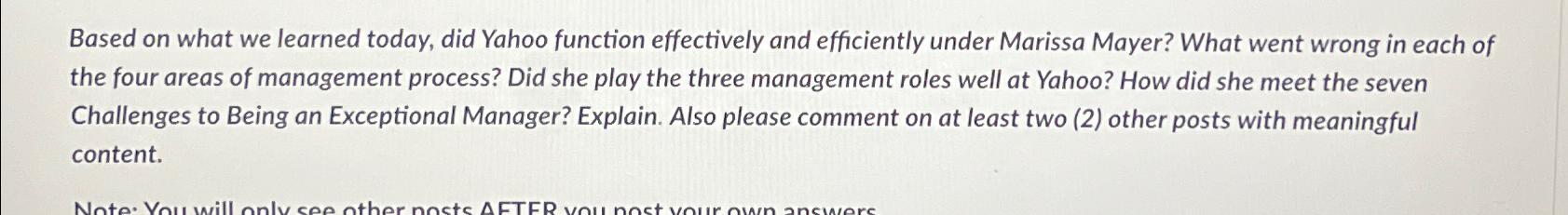 Solved Based on what we learned today, did Yahoo function | Chegg.com