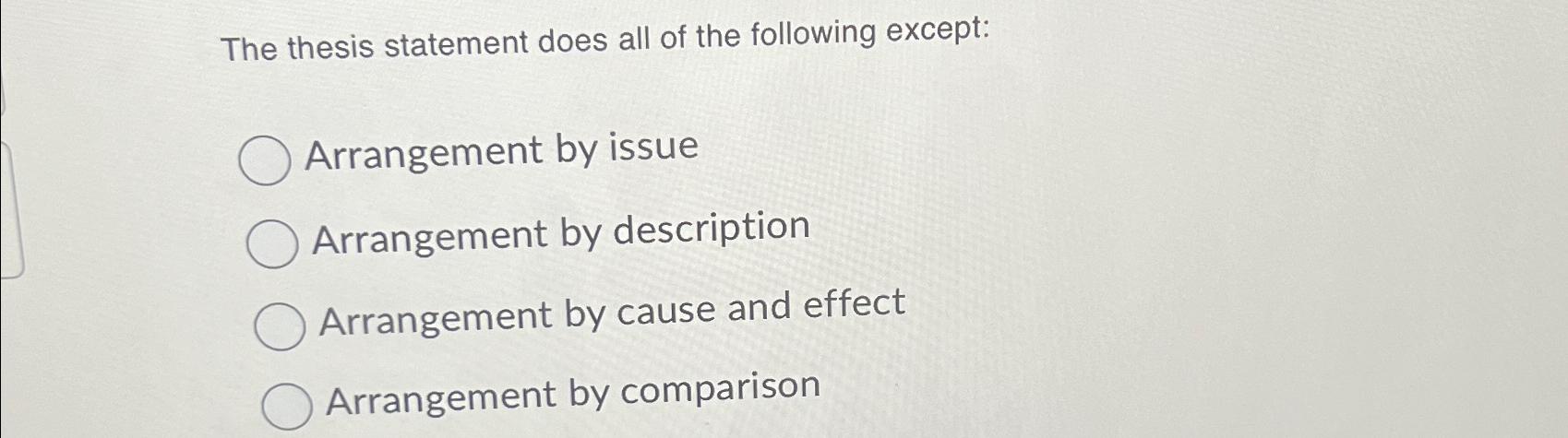 Solved The thesis statement does all of the following | Chegg.com