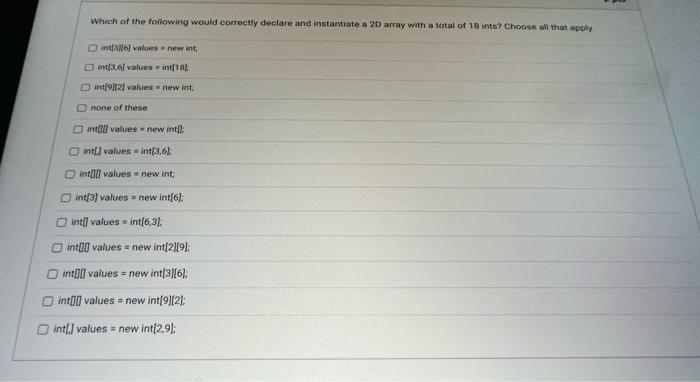 Solved Which of the following would correctly declare and | Chegg.com