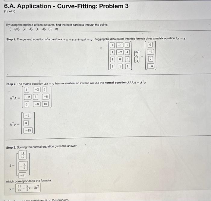 Solved 6.A. Application - Curve-Fitting: Problem 1 (1 point) | Chegg.com