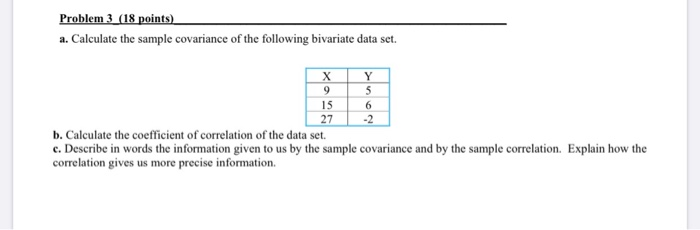 Solved Problem 3 (18 points) a. Calculate the sample | Chegg.com