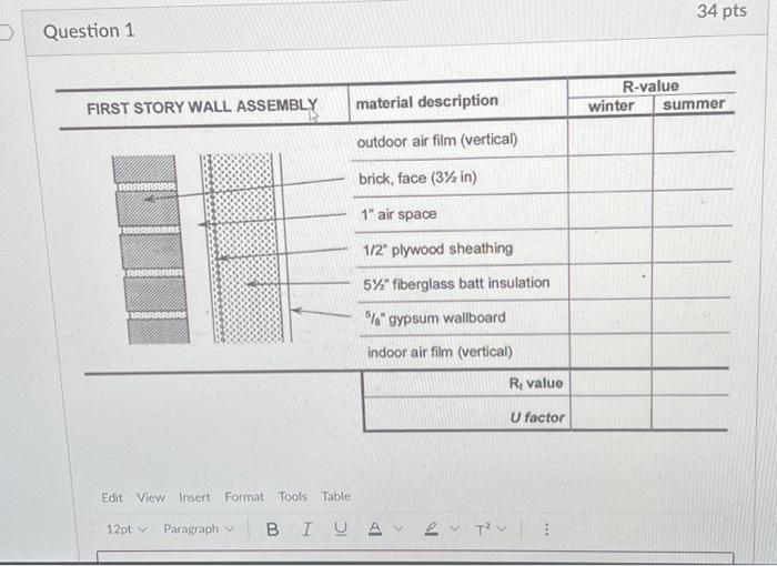 Solved Question 2 34pts Edit View Insert format Tools Table | Chegg.com