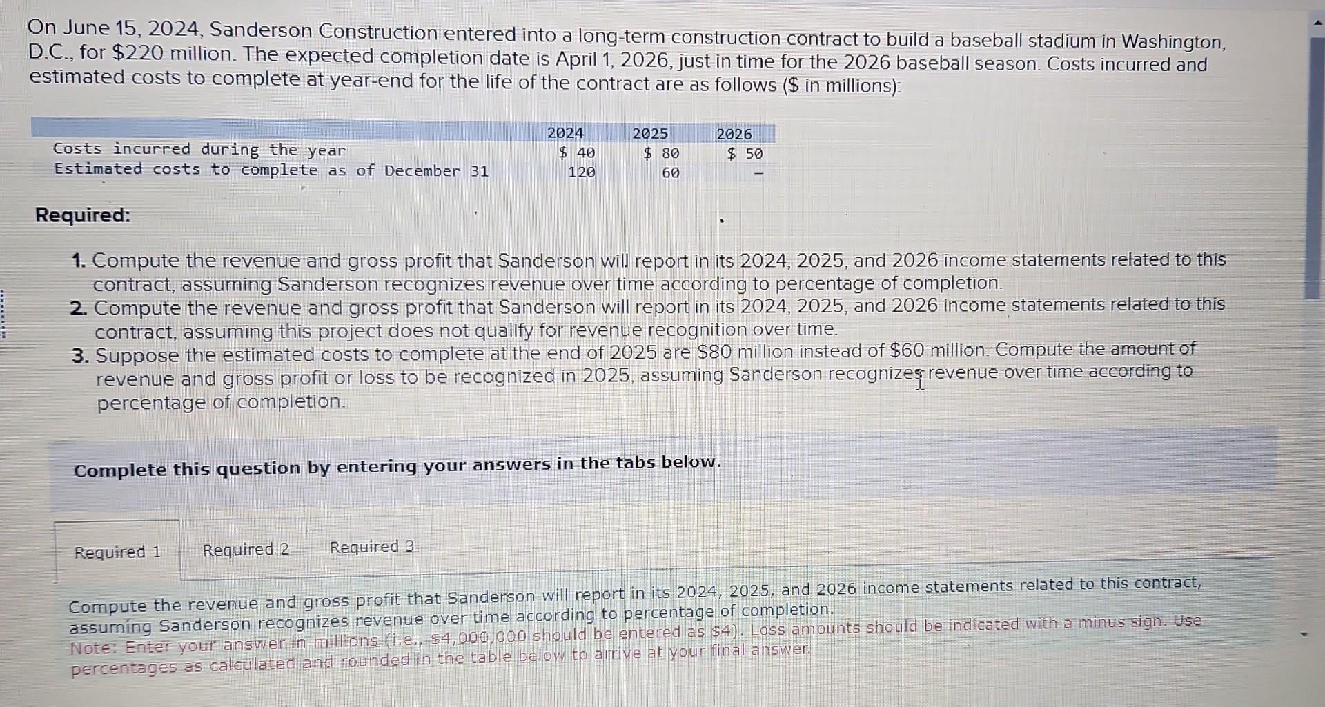 Solved On June 15, 2024, Sanderson Construction entered into | Chegg.com