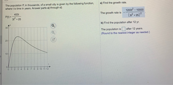 Solved The population P, in thousands of a small city is | Chegg.com