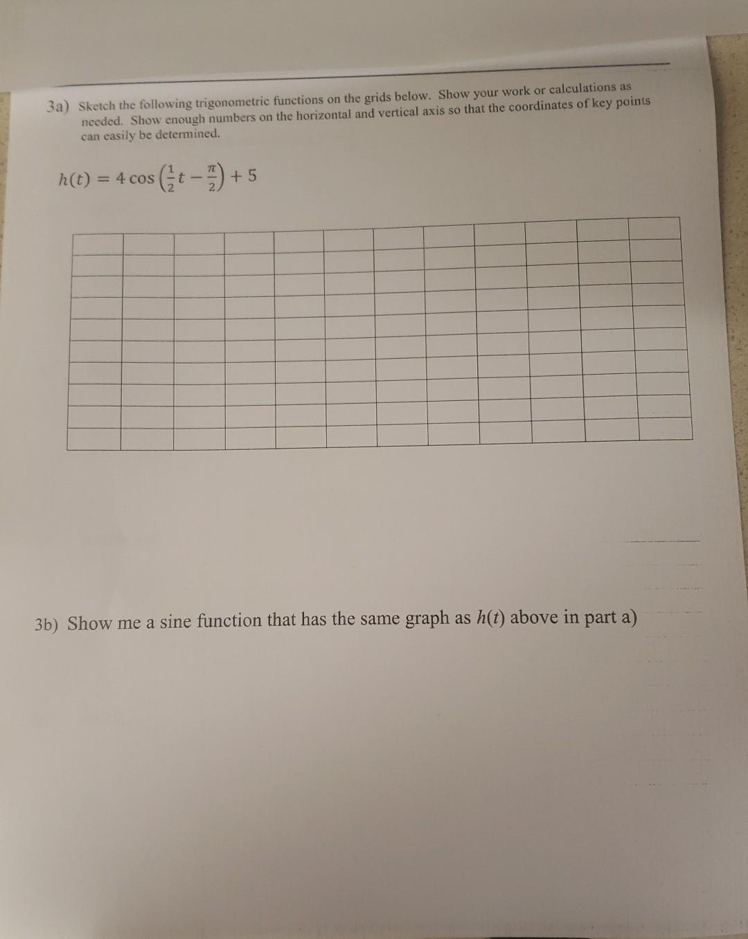 Solved 3a) Sketch the following trigonometric functions on | Chegg.com