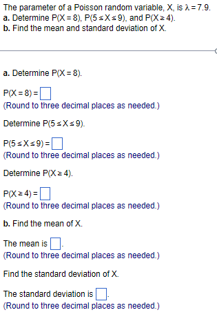 Solved The parameter of a Poisson random variable, x, ﻿is | Chegg.com