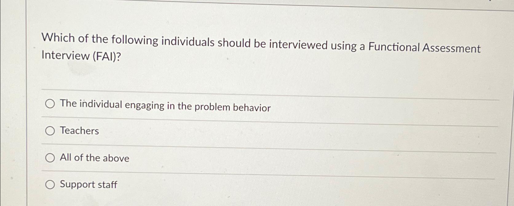 Solved Which of the following individuals should be | Chegg.com
