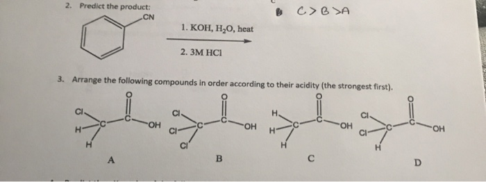 Solved 2. Predict the product: C>BSA 1. KOH, H2O, heat 2. 3M | Chegg.com