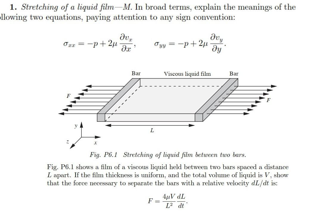 Solved 1. Stretching of a liquid film −M. In broad terms, | Chegg.com