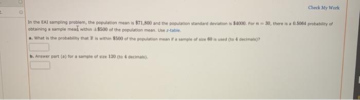 Solved Check My Work In the EAl sampling problem, the | Chegg.com