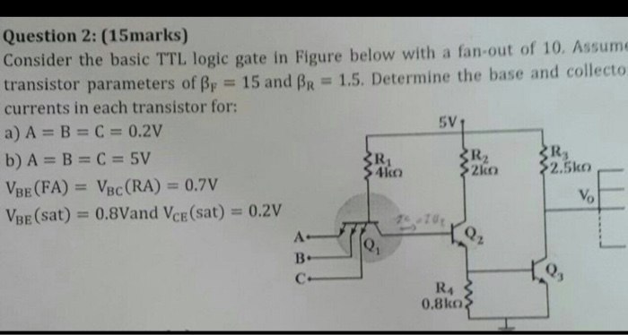 Solved Question 2: (15marks) Consider the basic TTL logic | Chegg.com