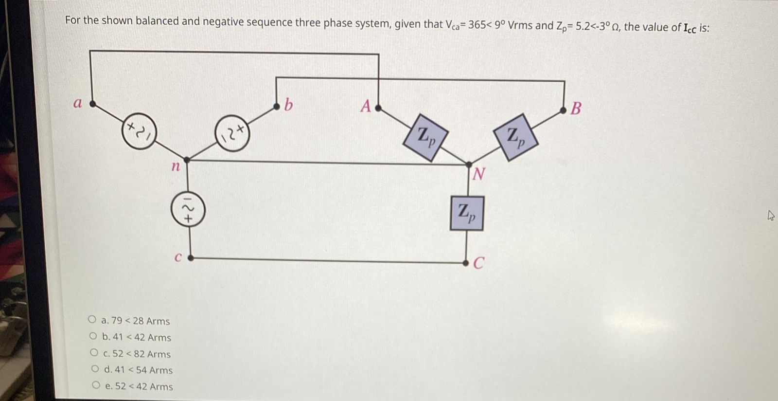 Solved For the shown balanced and negative sequence three | Chegg.com