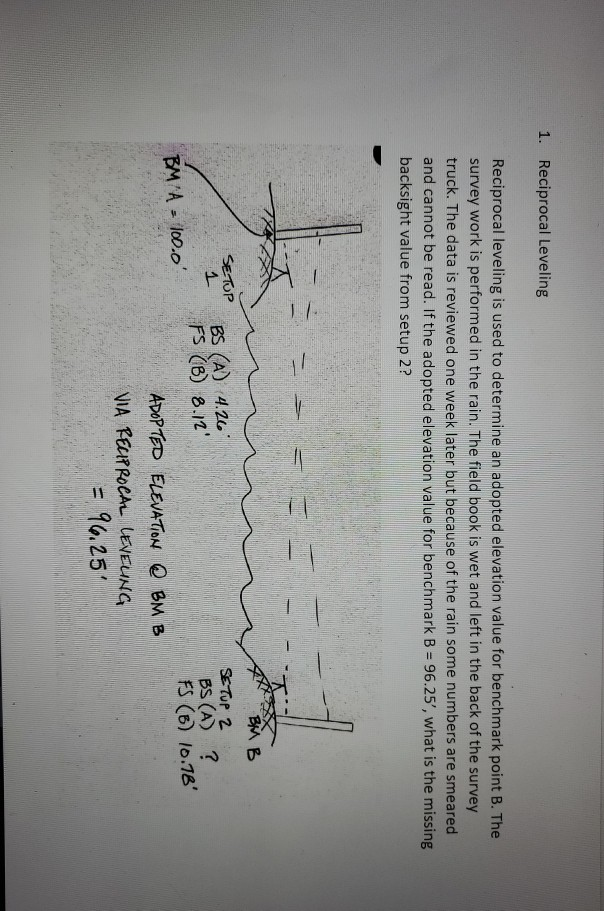Solved 1. Reciprocal Leveling Reciprocal leveling is used to | Chegg.com