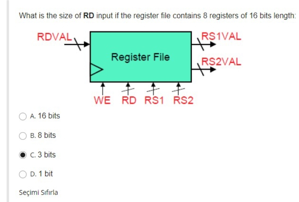 Solved What is the size of RD input if the register file | Chegg.com