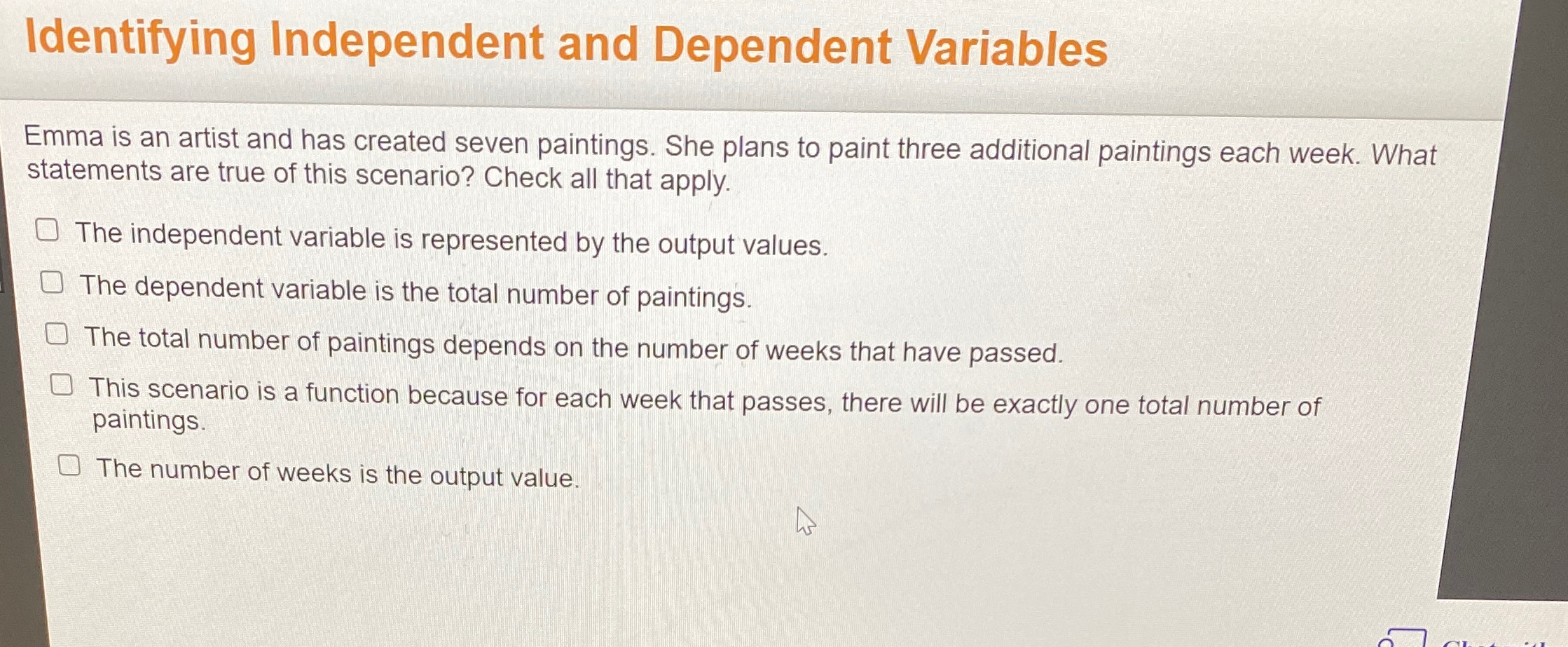 Solved Identifying Independent and Dependent VariablesEmma | Chegg.com