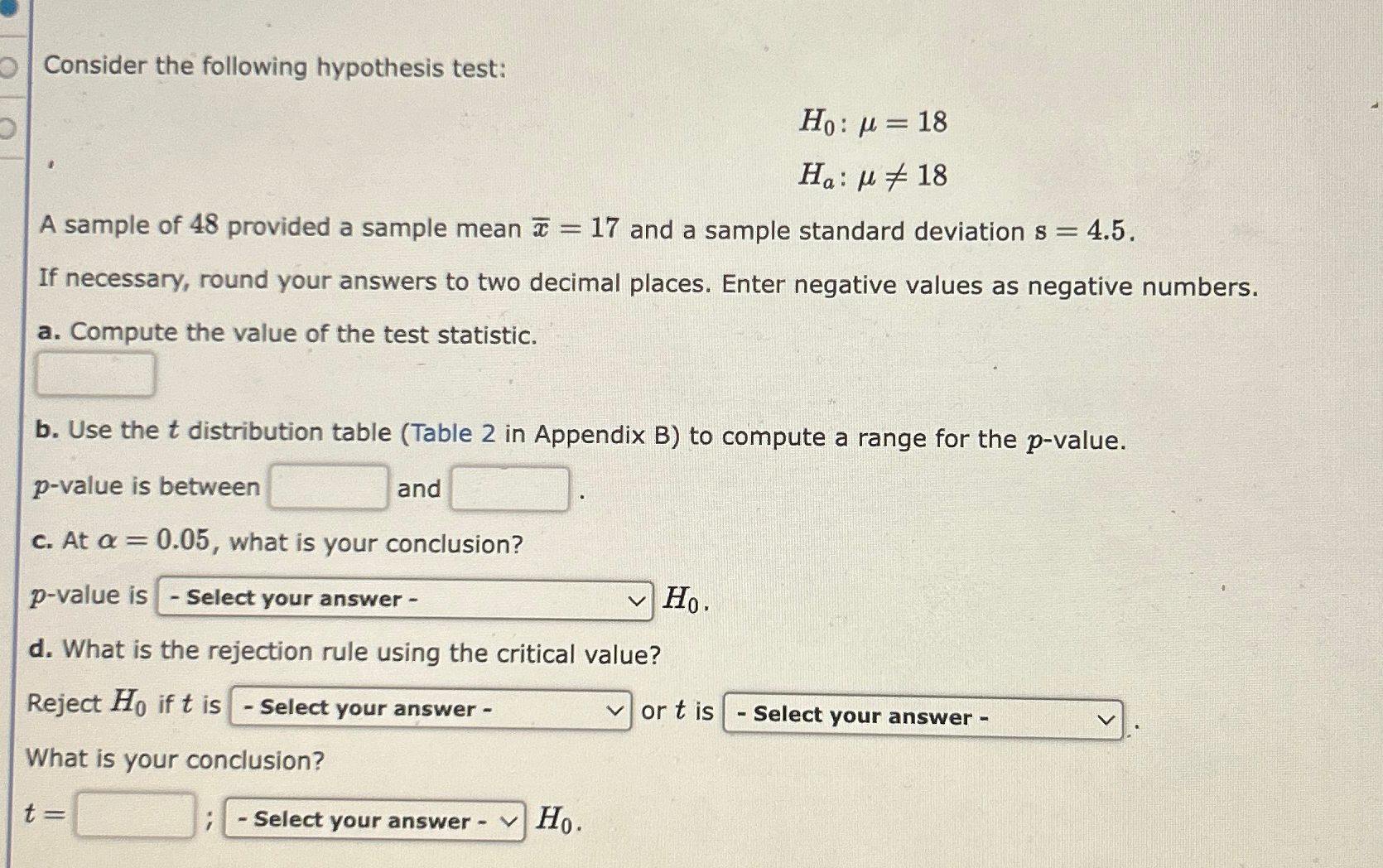 Solved Consider the following hypothesis | Chegg.com